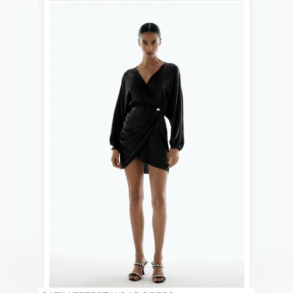 Zara | Dresses | Zara Satin Effect Wrap Dress | Poshmark